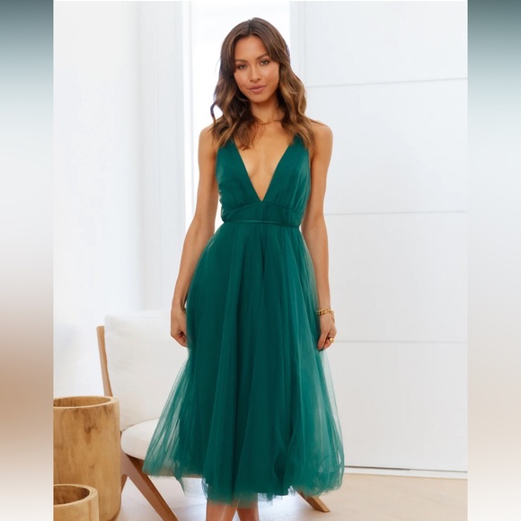 Hello Molly | Dresses | Hello Molly Hunter Green Midi Dress Size Small ...